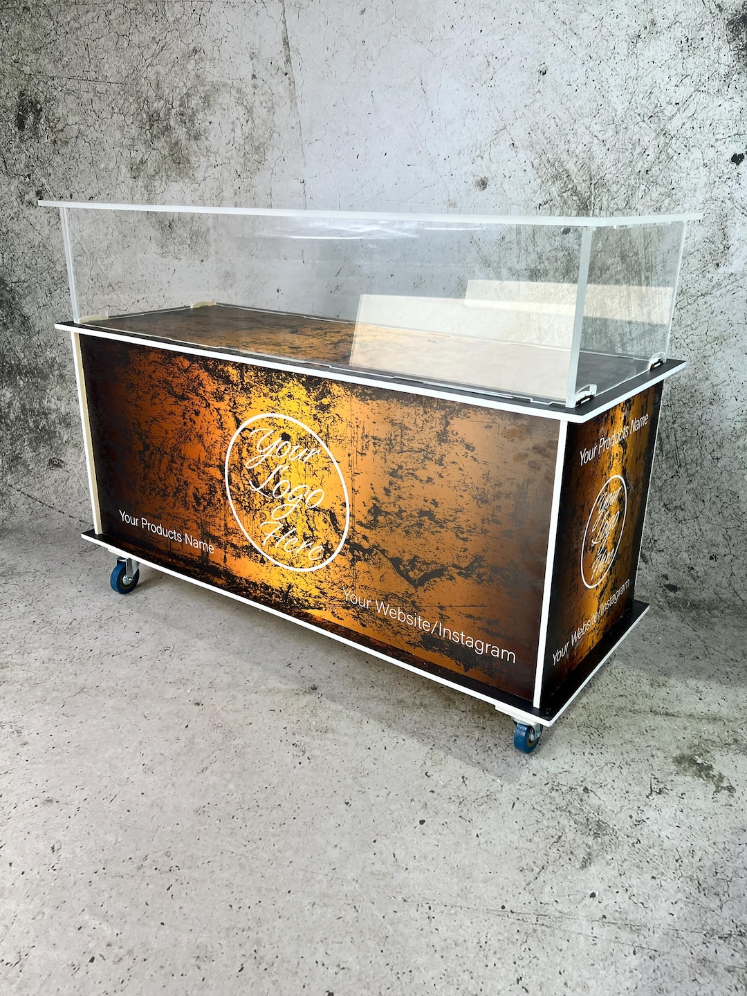 Portable Vendor Cart: 4ft Wide Display Bar With Clear Box - Etsy