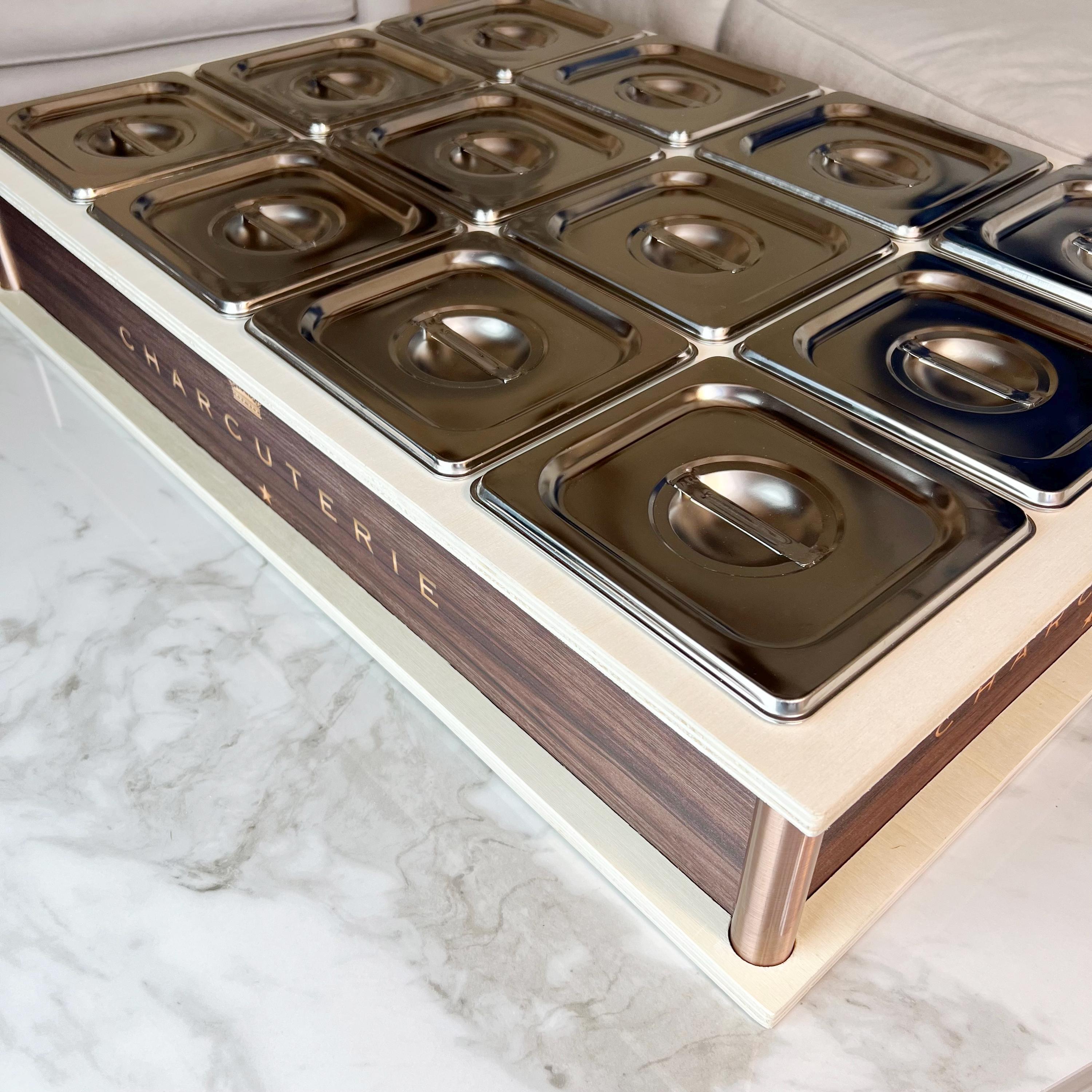 Customizable Charcuterie Serving Station: Branded Wood Tabletop Display ...