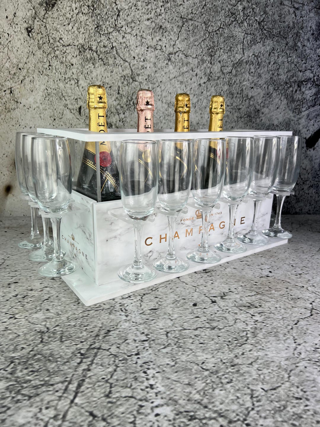 Champagne Flute Stand: Tabletop Bucket Display, Holds 18 Flutes & 4 ...
