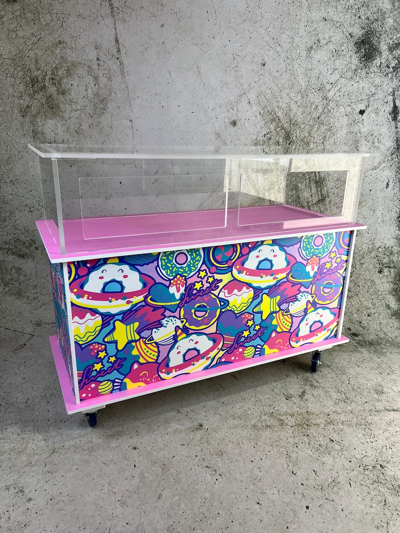 Transportable Vendor Cart: 4ft Wide Display Bar With Clear Box - Etsy