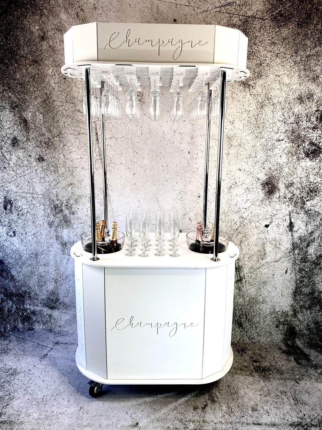 Champagne Cart, Drinks Cart, Candy Cart, Made From White Plastic, Holds up to 6 Bottles of ...