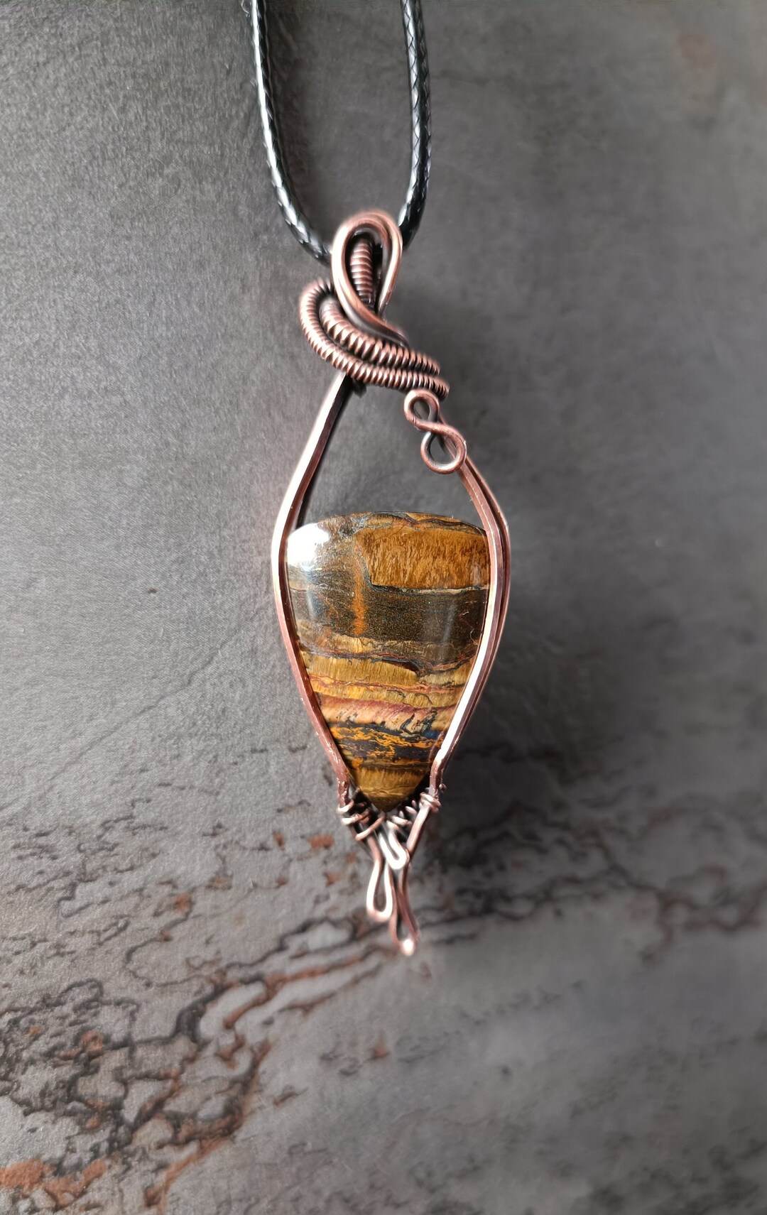 Marra Mamba Wire Wrapping Tiger Eye Pendant - Etsy