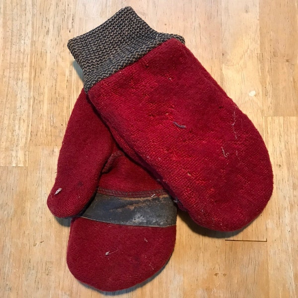 Leather Red Mittens - Etsy