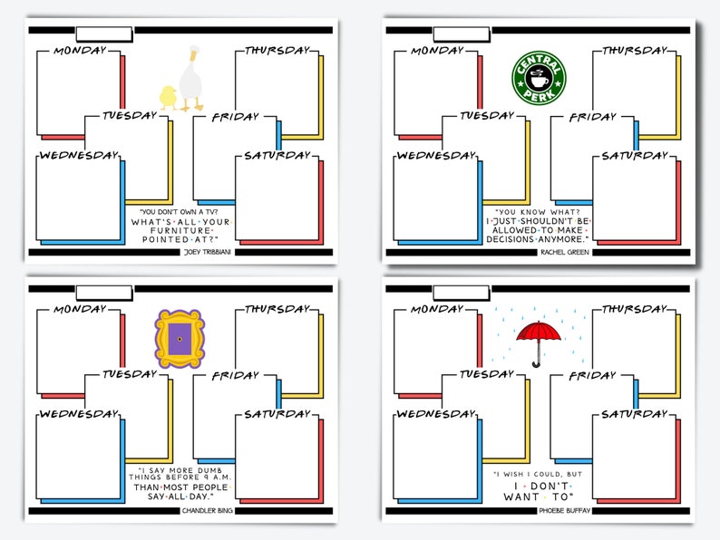 Weekly Planner PRINTABLE / Friends Planner / Friends Tv Show / - Etsy