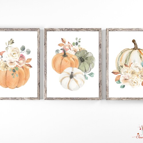 Set of 3 Thanksgiving Printable Wall Art Thankful Grateful - Etsy