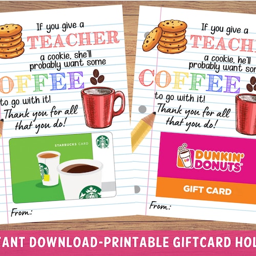 Teacher Appreciation Week Gift Card Holders Printable - Etsy