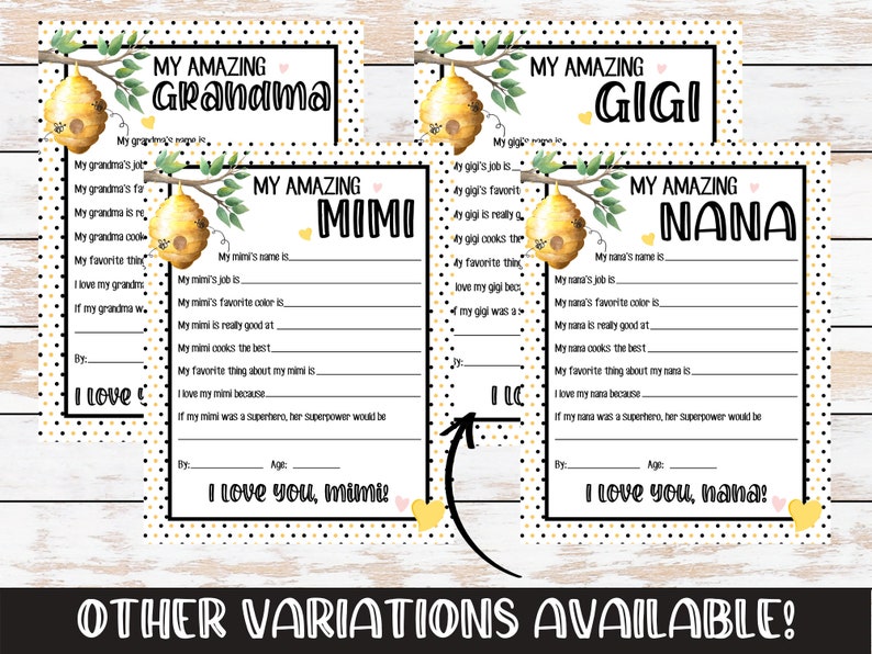 Mothers Day PRINTABLE Questionnaire / All About My Mimi / | Etsy