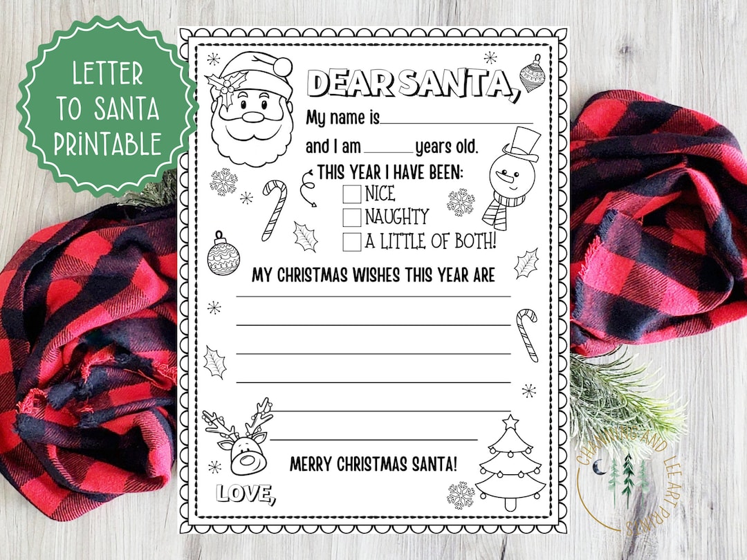 Letter to Santa PRINTABLE / Kids Letter to Santa / Santa Letter ...