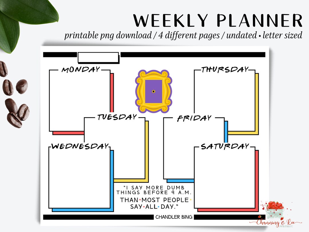 Weekly Planner PRINTABLE / Friends Planner / Friends Tv Show / - Etsy