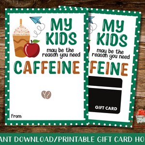 PRINTABLE Starbucks Gift Card Holder / Back to School / First Day of ...