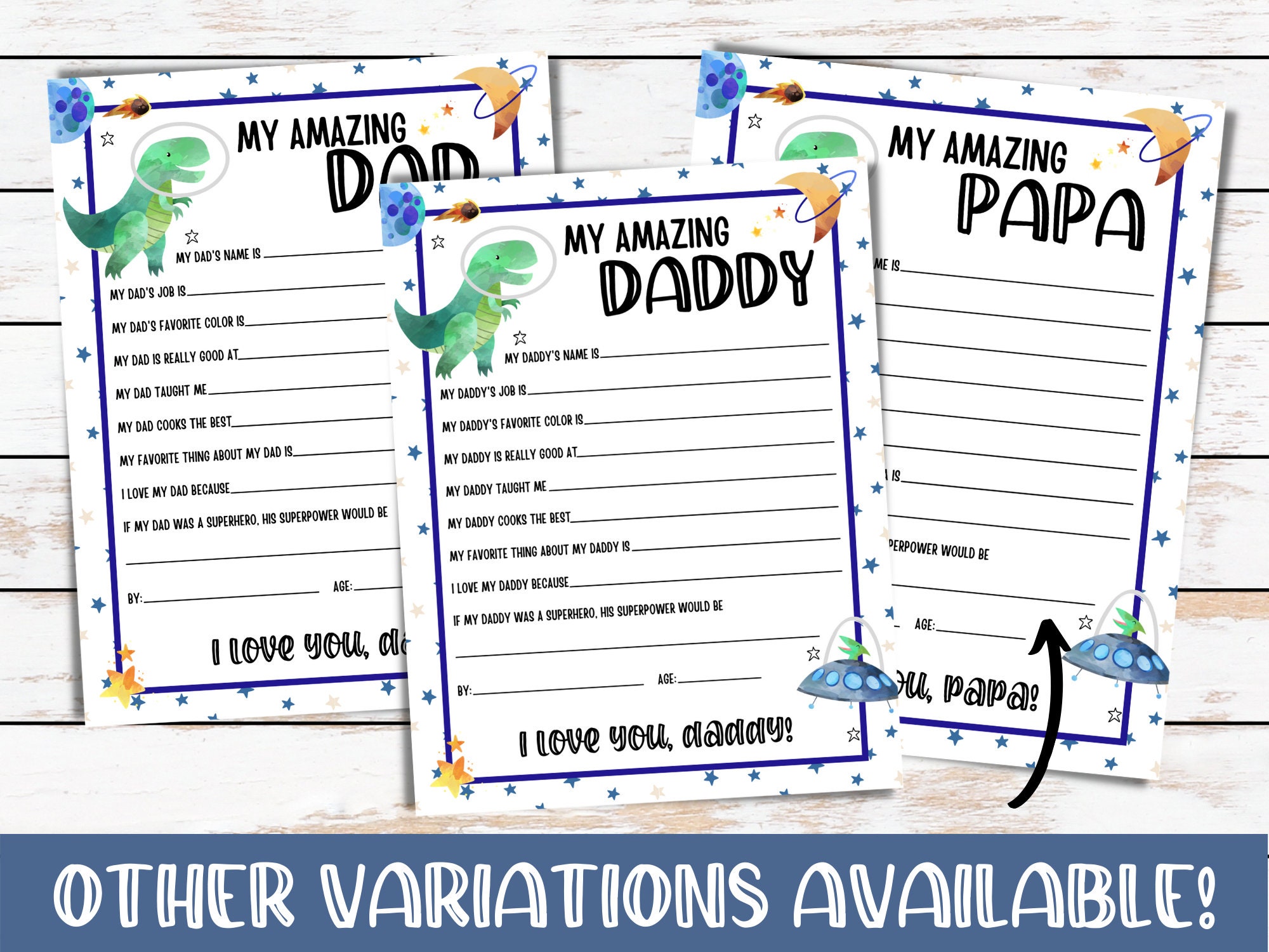 Fathers Day Printable Questionnaire Fathers Day T All Etsy