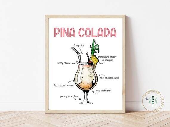 Pina Colada Bar PRINTABLE / Bar Cart Accessories / Bar Cart - Etsy