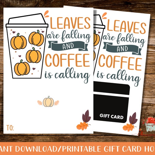 PRINTABLE Thanksgiving Coffee Gift Card Holder Teacher - Etsy