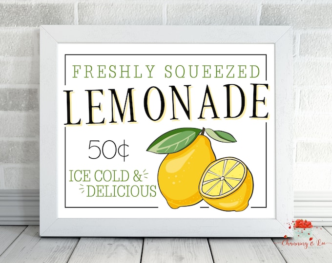 Lemon Decor PRINTABLE / Lemonade Sign / Summer / Lemon Kitchen Decor ...