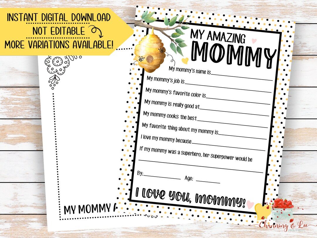Mothers Day PRINTABLE Questionnaire / All About My Mommy / Mothers Day ...