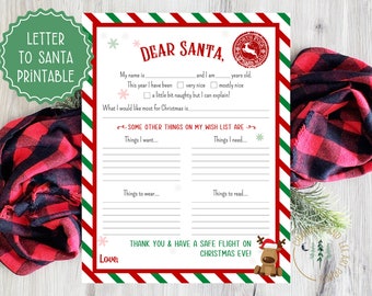 Letter to Santa PRINTABLE Kids Letter to Santa Santa Letter - Etsy
