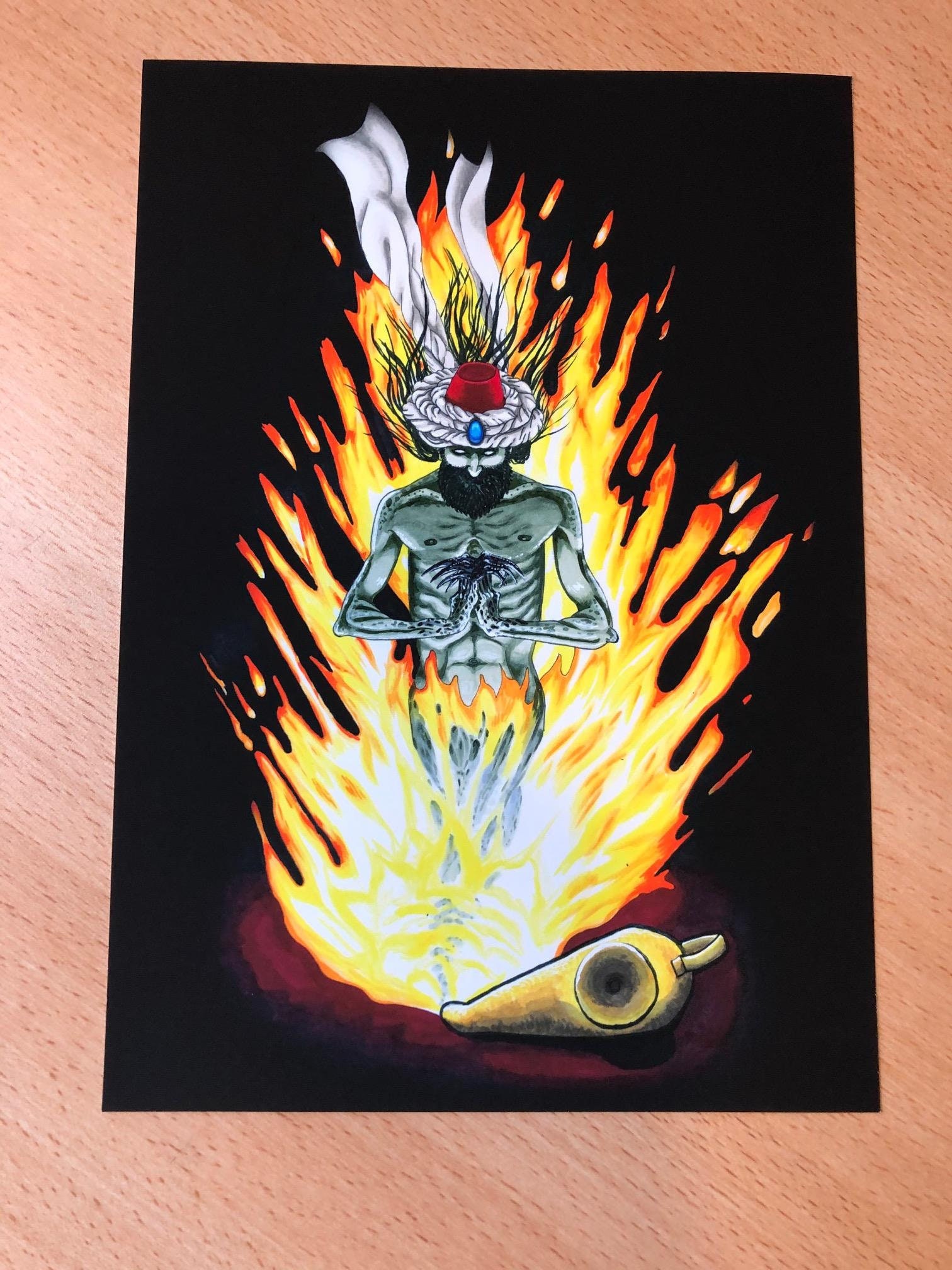 Ifrit/ Efreet, Genie of the Lamp A4 Print - Etsy