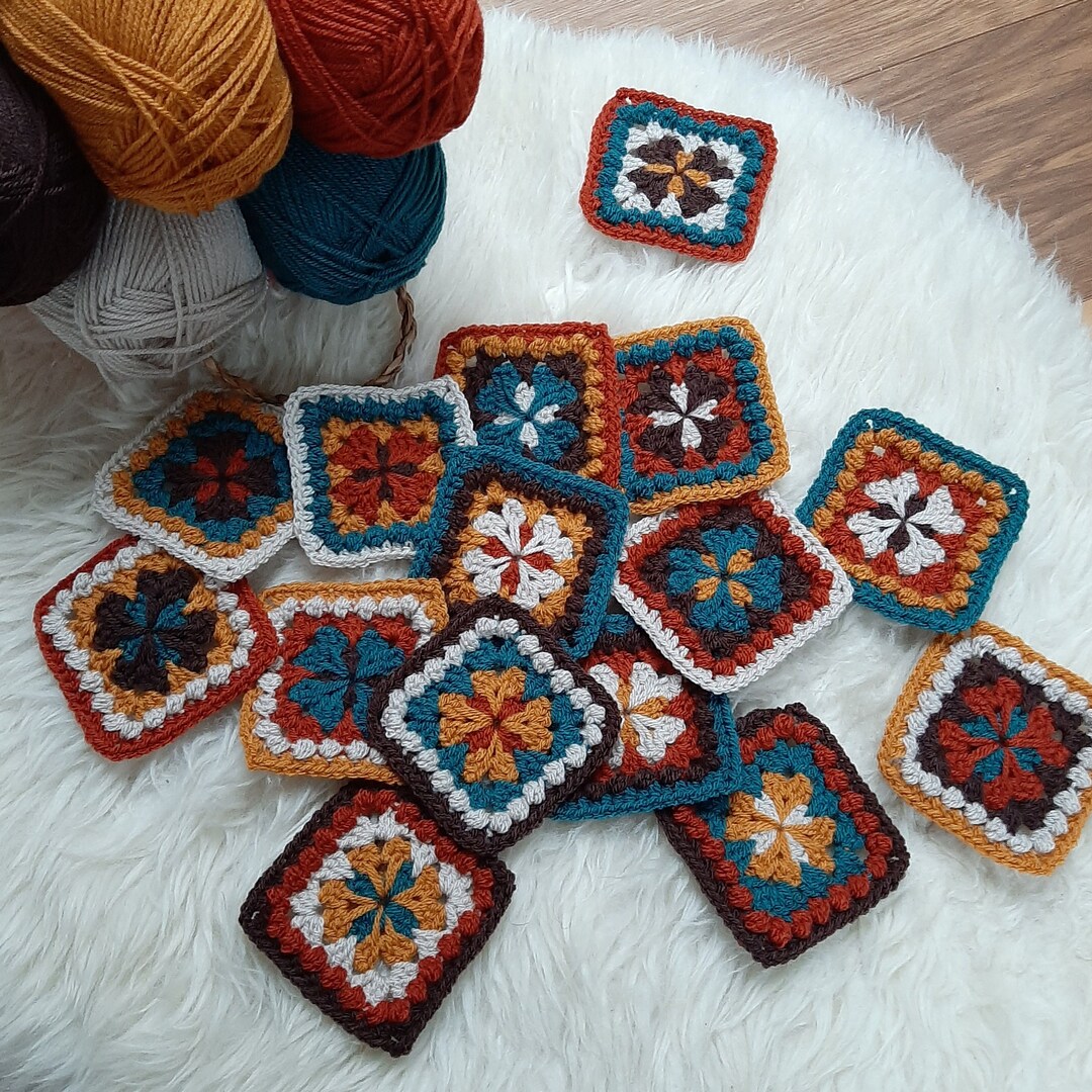Crochet Pattern ~ Spiced Biscuit Square ~ Crochet Granny Square Pattern ...