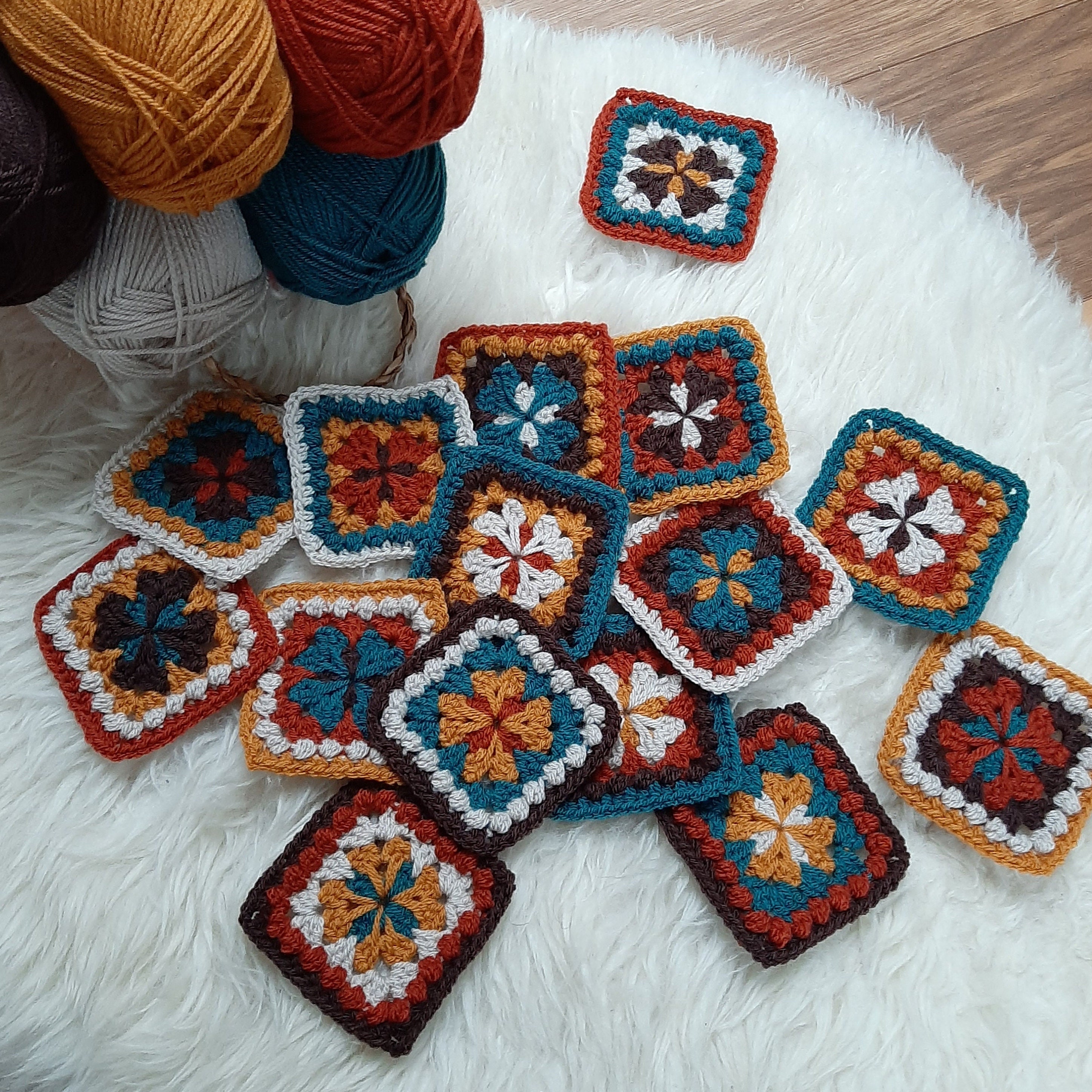 Crochet Pattern Spiced Biscuit Square Crochet Granny Square Pattern UK ...