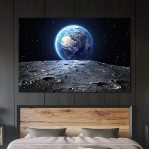 View of Earth From Moon Wall Art Earth Canvas Earth From Space Print ...