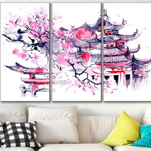 Sakura Canvas Cherry Blossom Decor Asian Art Cherry Print - Etsy