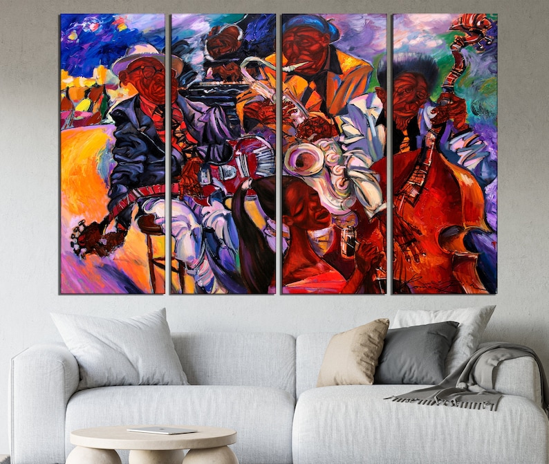 Jazz Band Wall Art Abstract Canvas Print Jazz Wall Decor Contemporary ...