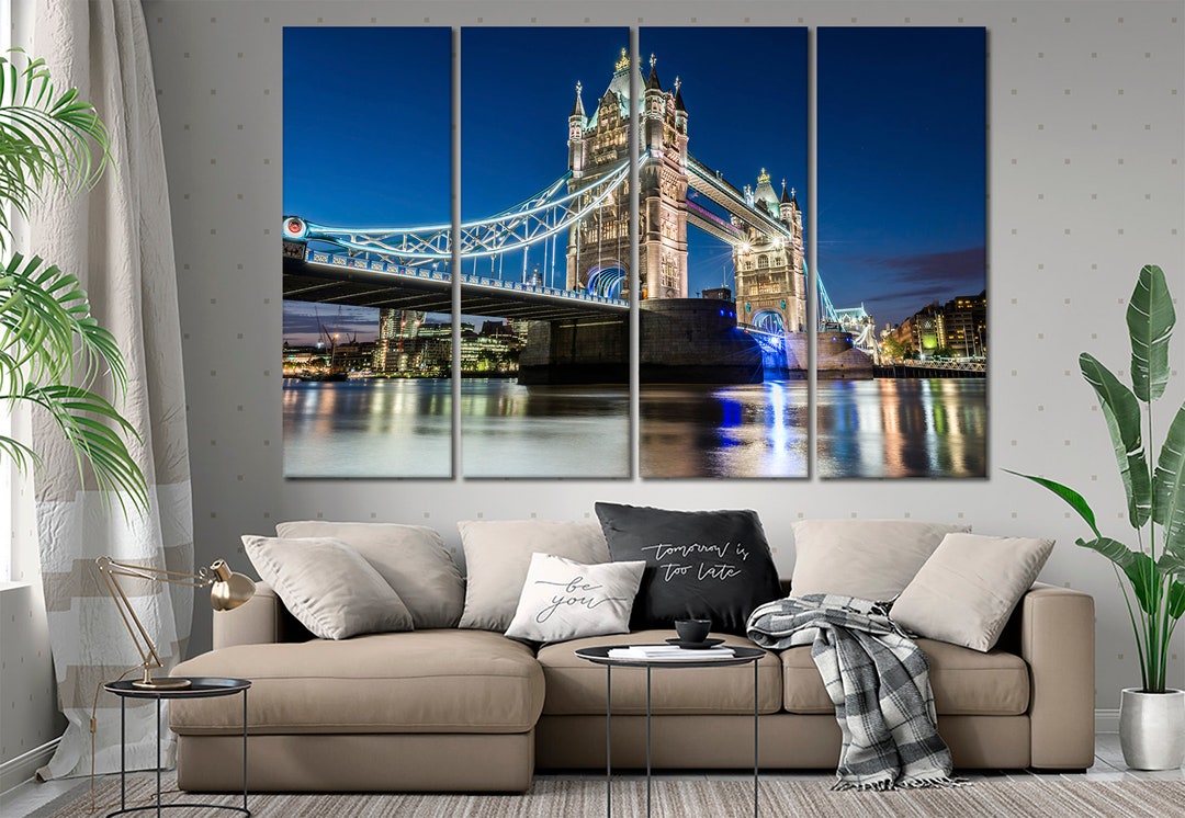 Tower Bridge Canvas Wall Art London Canvas Art Thames at Night Canvas Cityscape Wall Art - Etsy