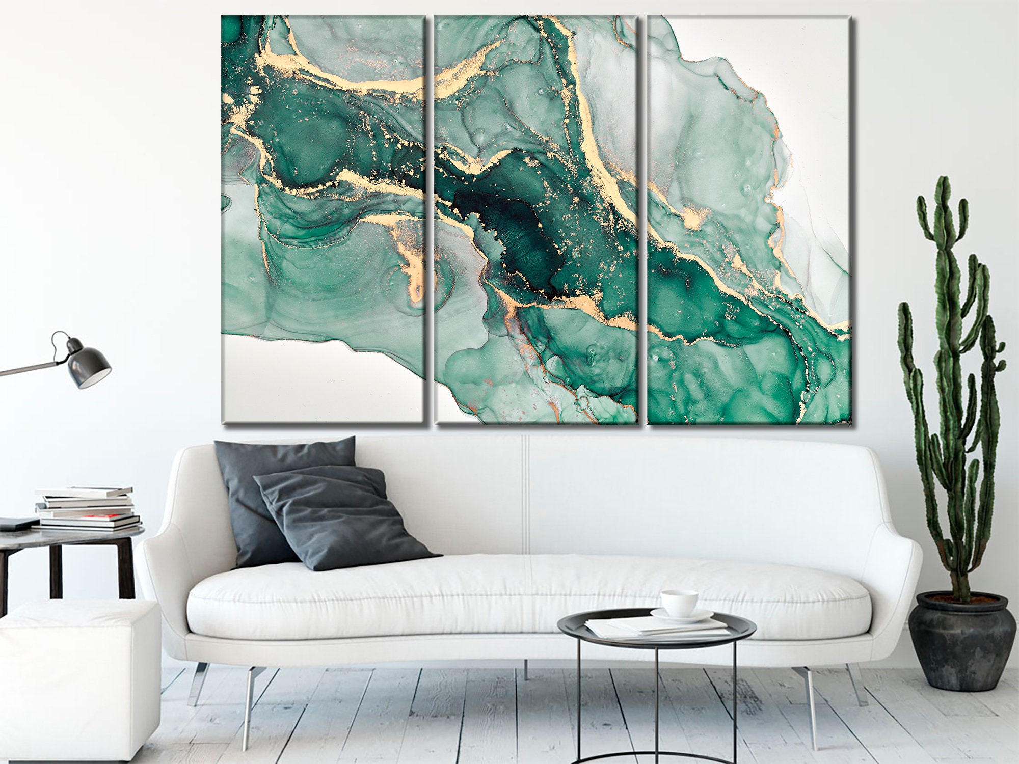 Green Wall Art Abstract Canvas Wall Art Dark Green Marble - Etsy