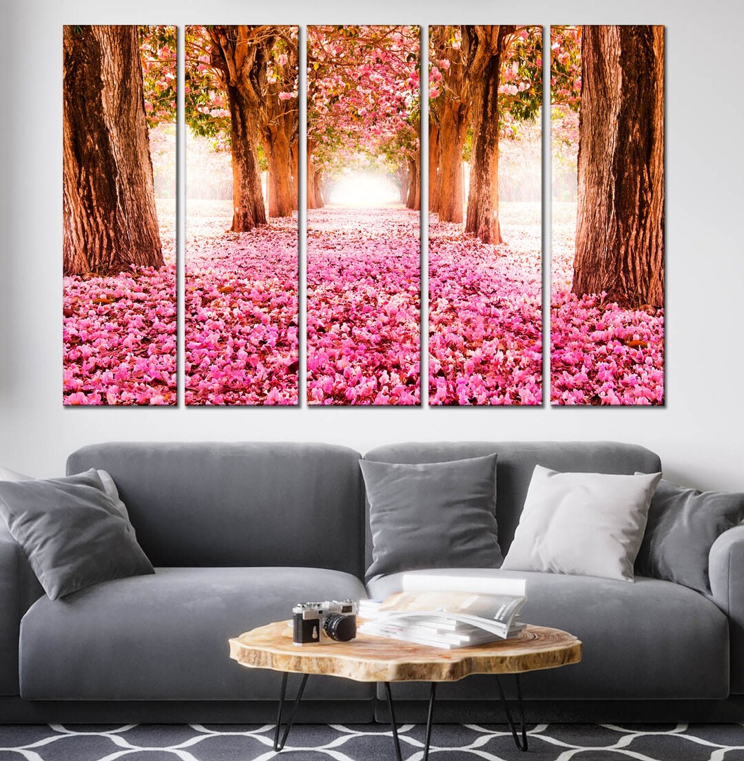 Sakura Wall Decor Sakura Petals Canvas Art Sakura Flowers Wall Art ...