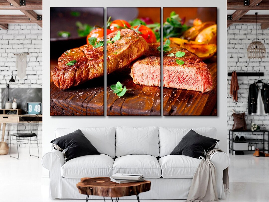 Steak Wall Art Dine Room Wall Art Meat Wall Art for Kitchen Appetizing ...