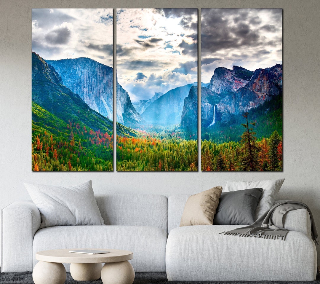 Yosemite Canvas Wall Art Colorful Yosemite Canvas Art Mountains Print ...