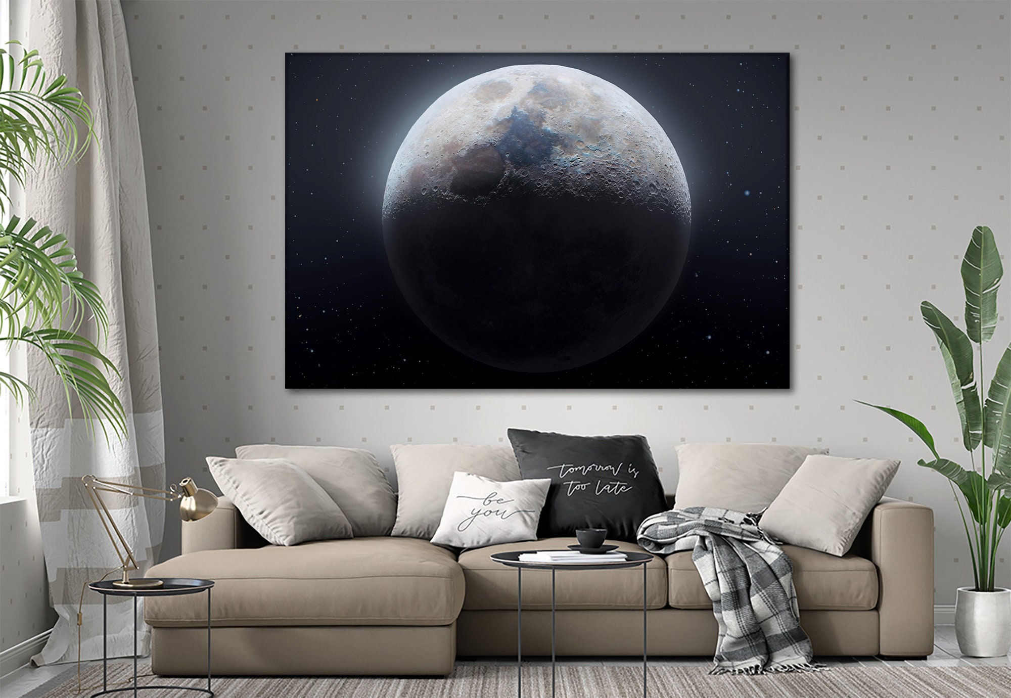 Moon Canvas Wall Art Full Moon Print Astronomy Wall Art Moon - Etsy