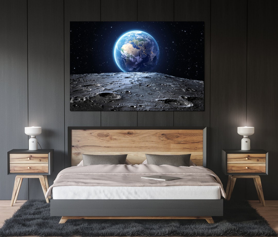 View of Earth From Moon Wall Art Earth Canvas Earth From Space Print ...