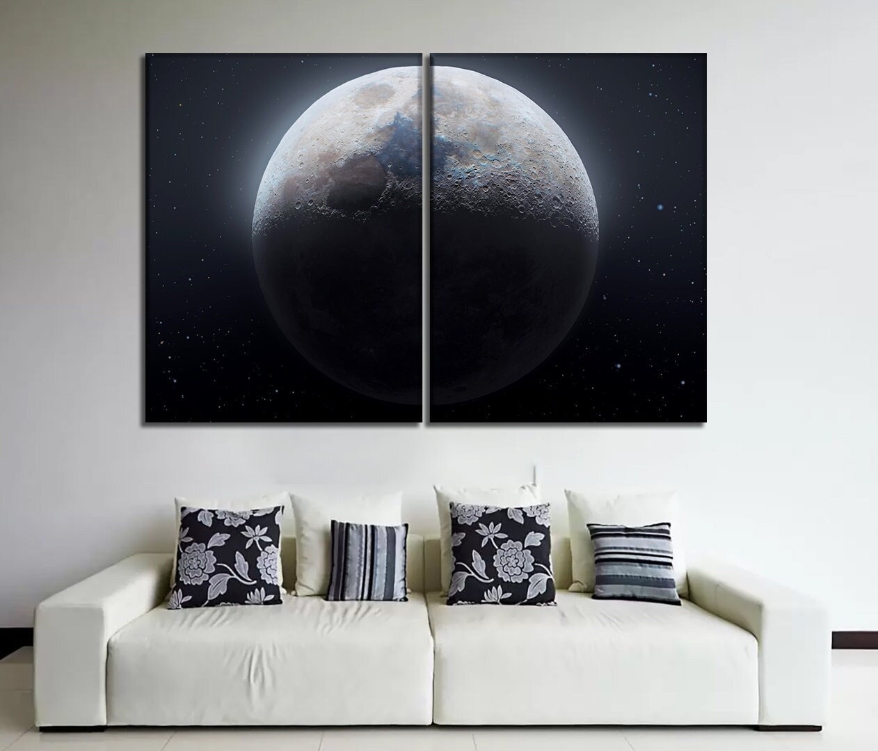 Moon Canvas Wall Art Full Moon Print Astronomy Wall Art Moon - Etsy