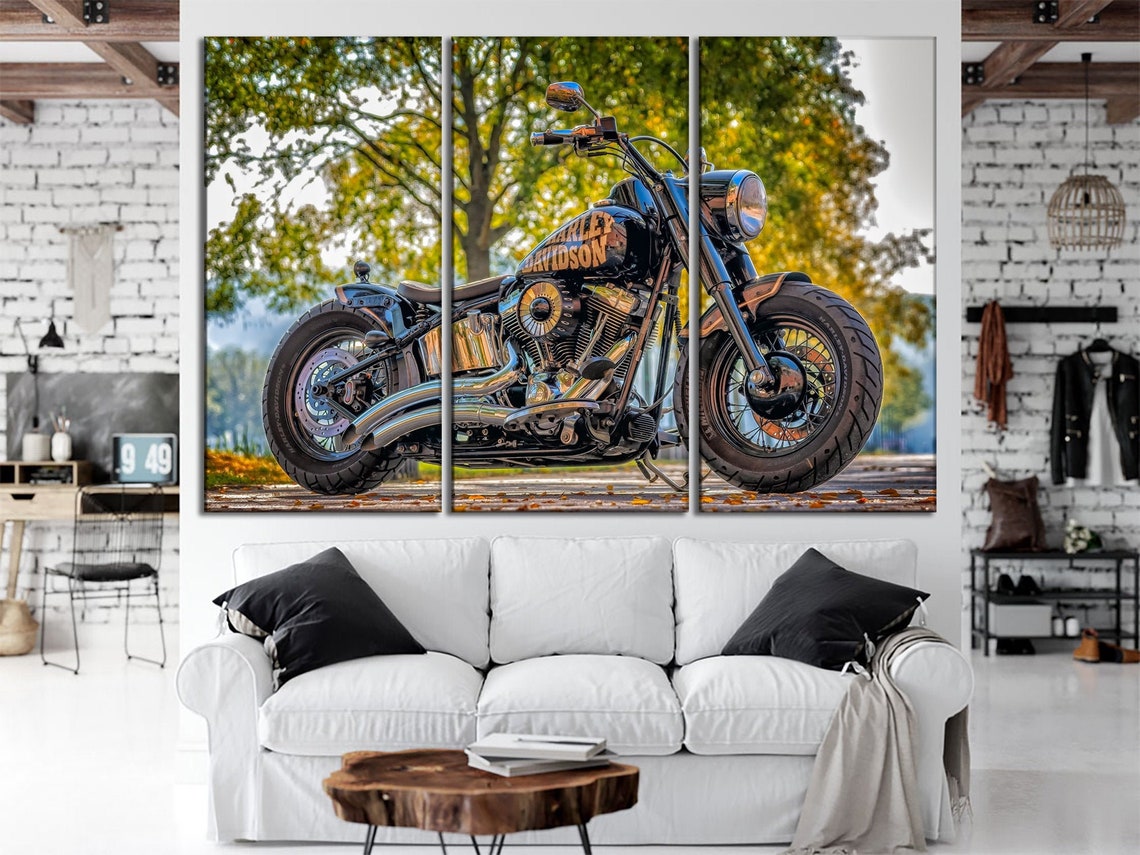 Harley Davidson Canvas Wall Art Motorcycle Wall Decor Harley Etsy