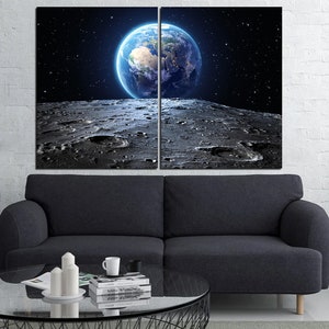 View of Earth From Moon Wall Art Earth Canvas Earth From Space Print ...