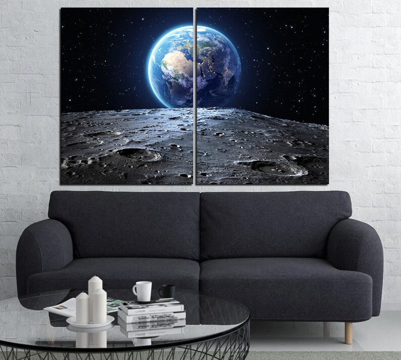 View of earth from moon wall art Earth canvas Earth from space | Etsy