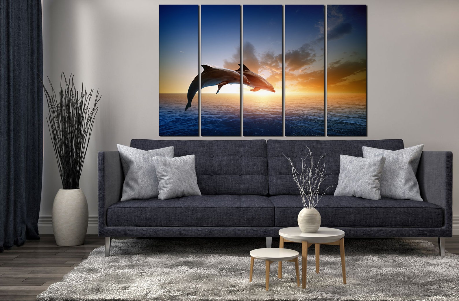 Dolphin Canvas Print Dolphin Wall Art Sea Life Wall Art Jumping Dolphin ...