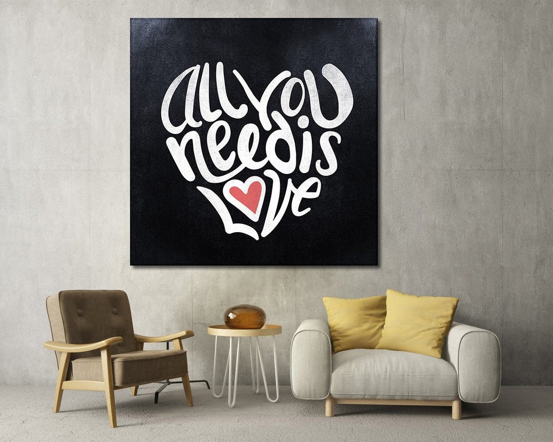 All You Need is Love Wall Art Black and White Canvas Print Graffiti ...
