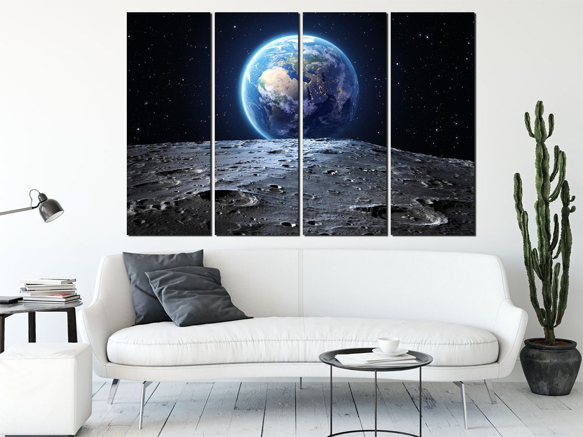 View of earth from moon wall art Earth canvas Earth from space | Etsy