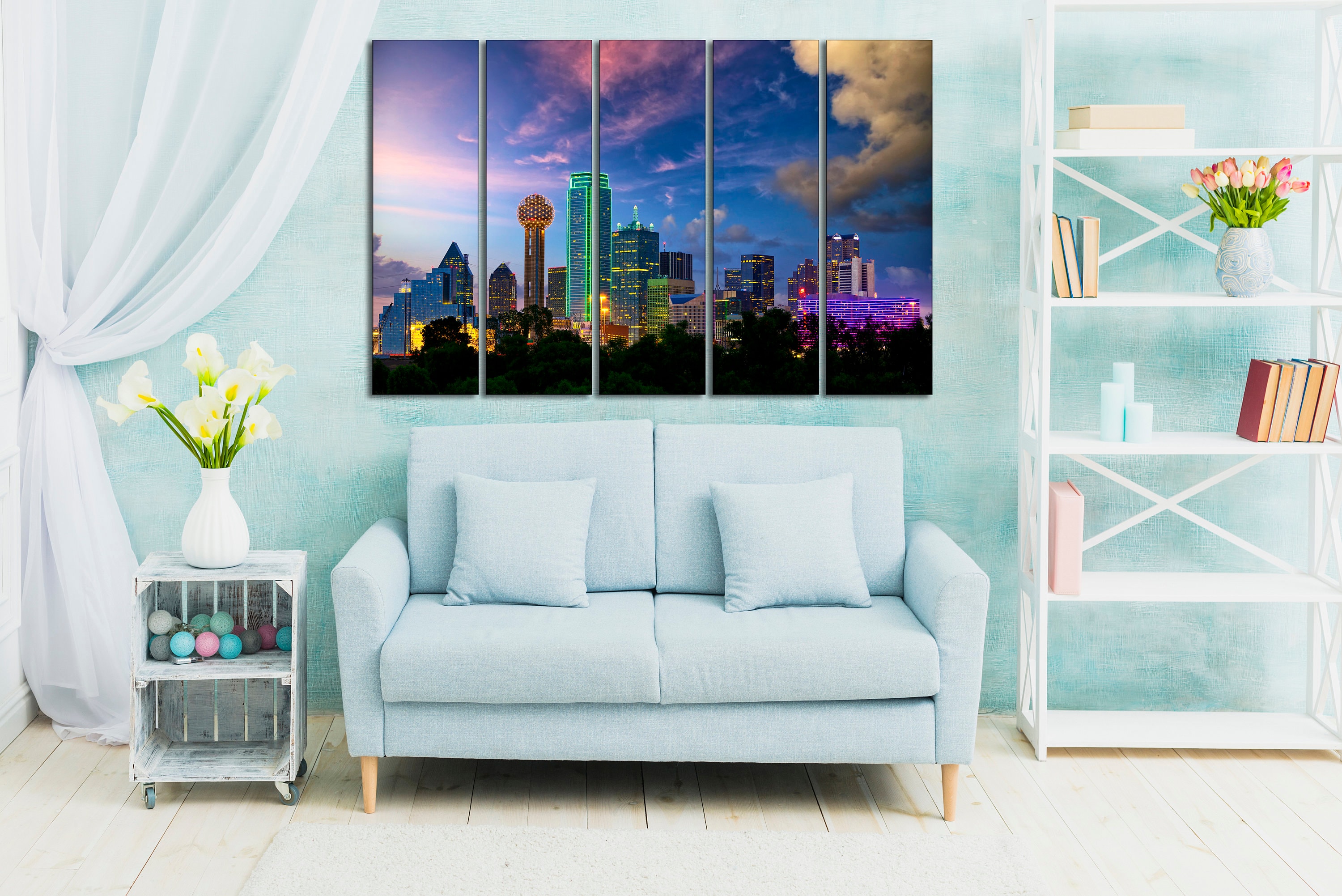 Dallas Wall Art Cityscape Wall Canvas Dallas Sunset Canvas | Etsy