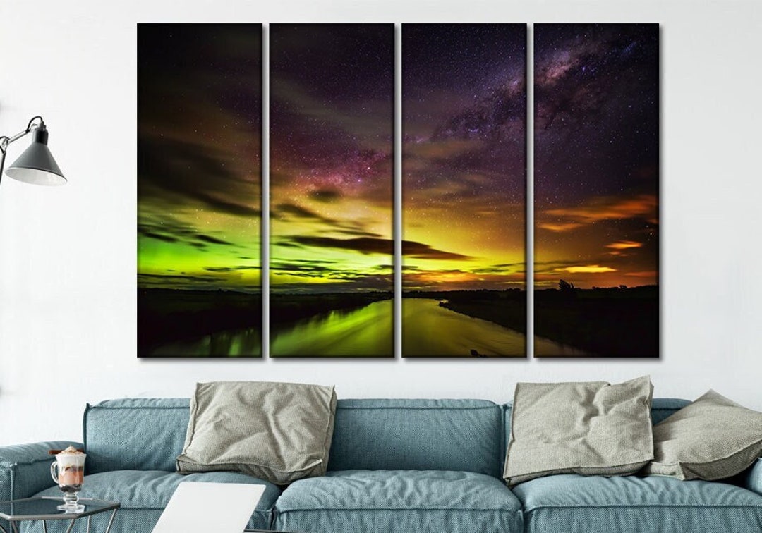 Northern Lights Wall Art Night Sky Canvas Print Aurora Borealis Art ...