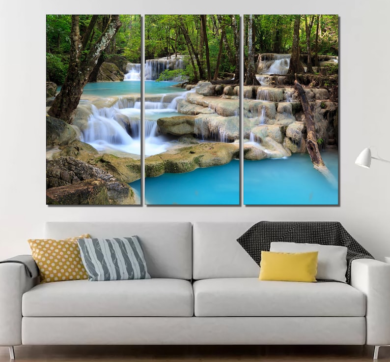 Waterfall Wall Art Nature Wall Decor Landscape Canvas Waterfall Canvas ...