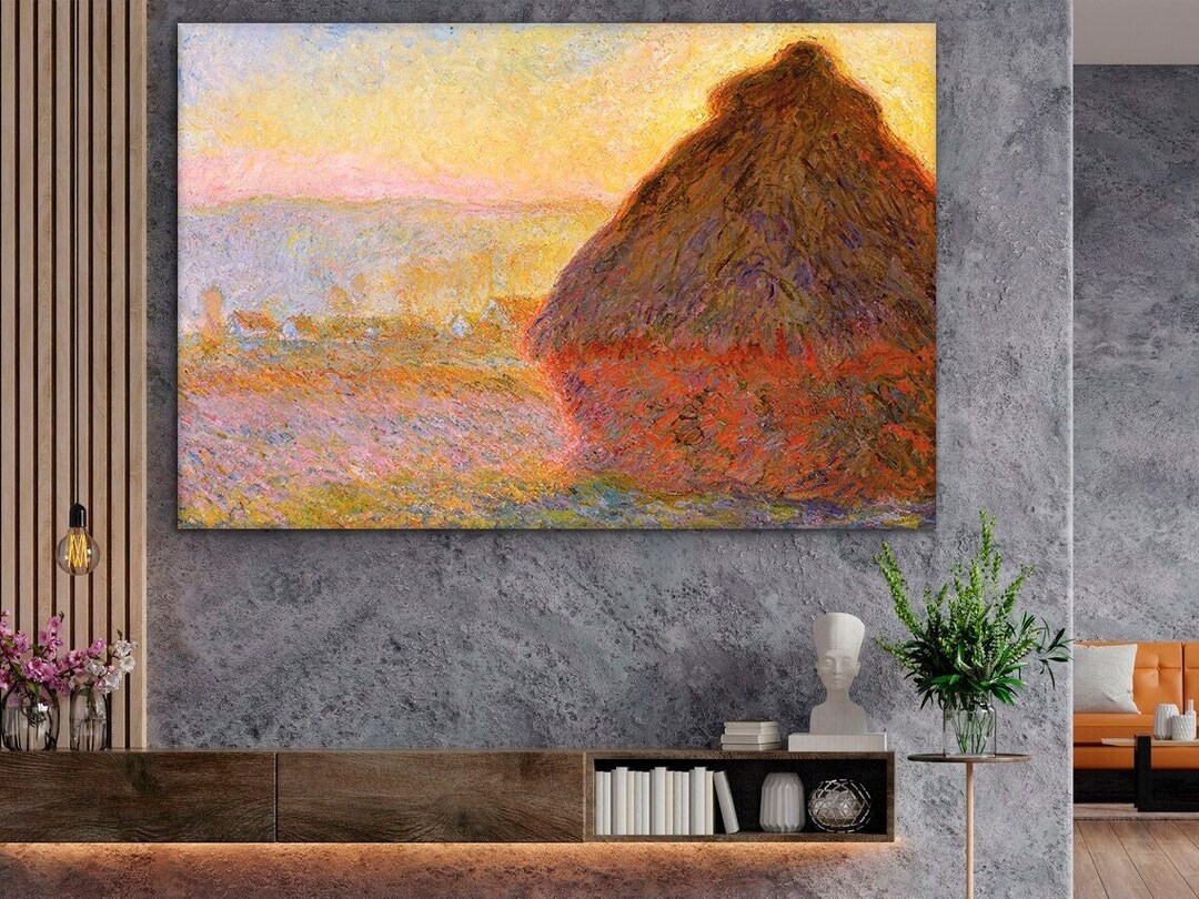 Grainstack (sunset) - Claude Monet Canvas Wall Art - Reproduction ...