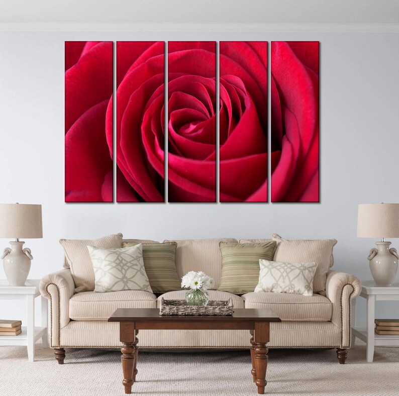 Red Rose Canvas Wall Art Flower Canvas Art Red Decor for - Etsy