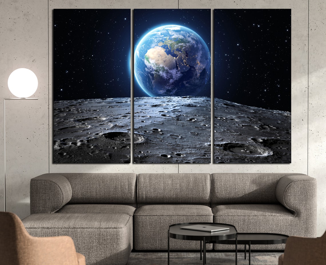 View of earth from moon wall art Earth canvas Earth from space | Etsy