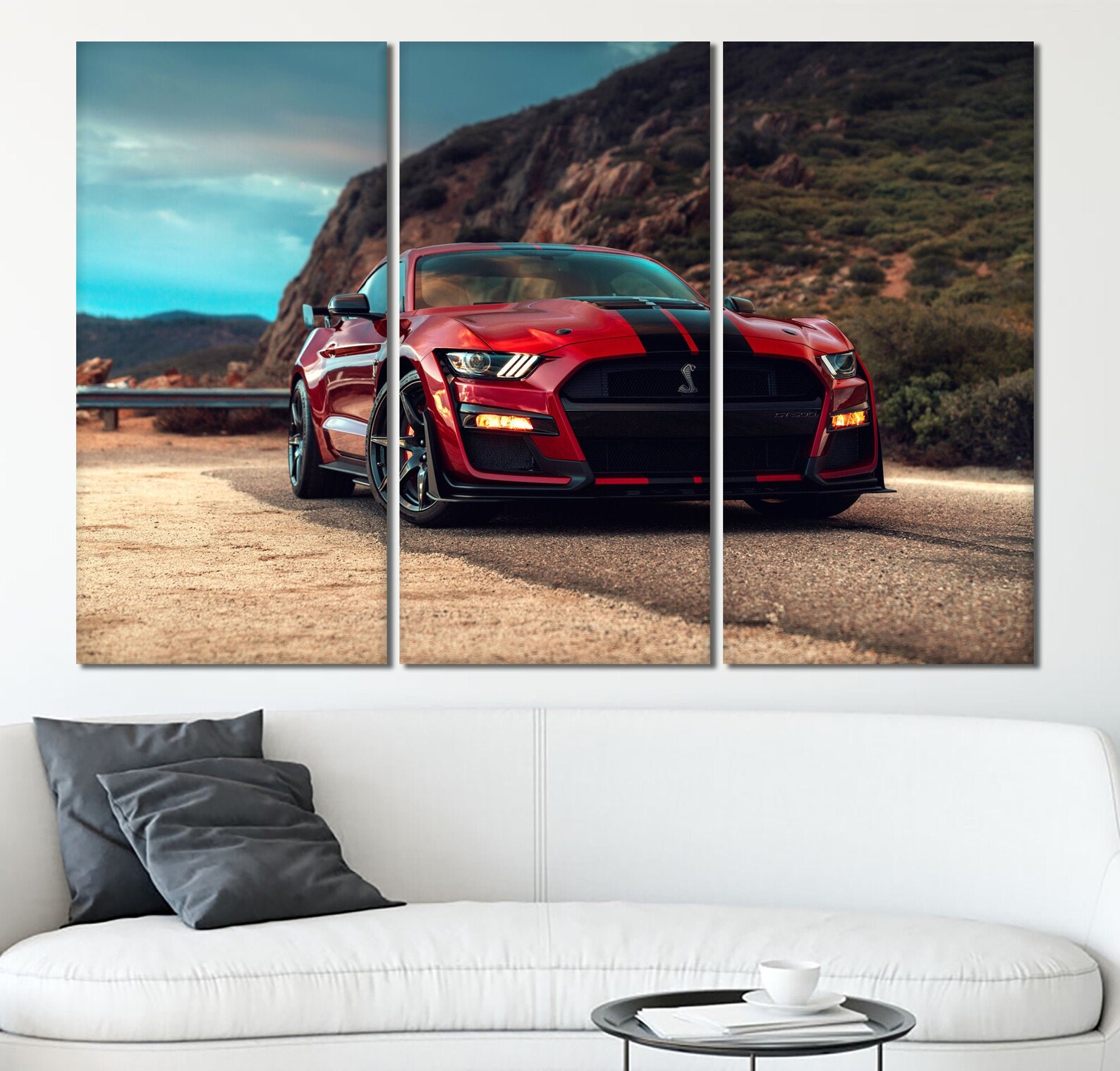 Modern American Car Canvas Wall Art Auto Print Red Car Wall Art Racing ...
