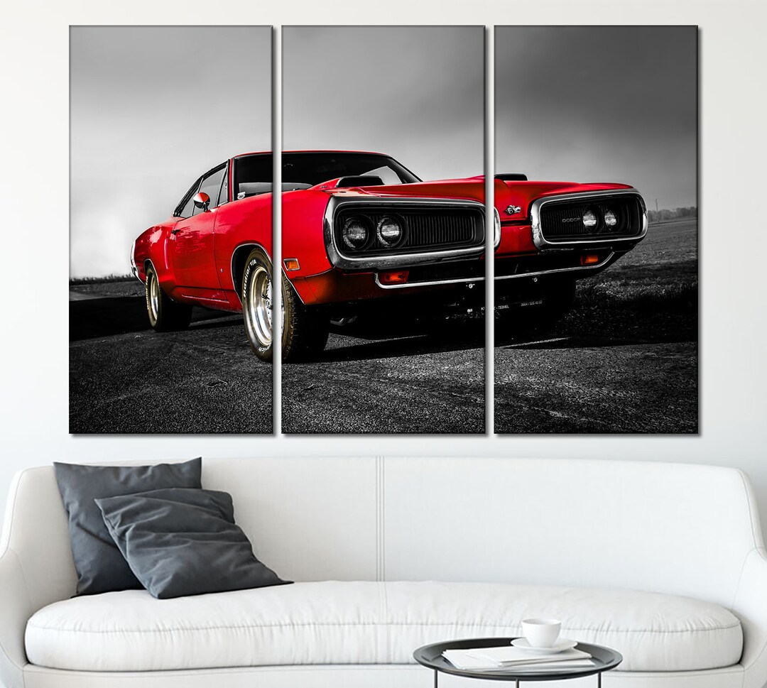 Classic Red Car Wall Auto Decor Art Canvas Red and Black Canvas - Etsy