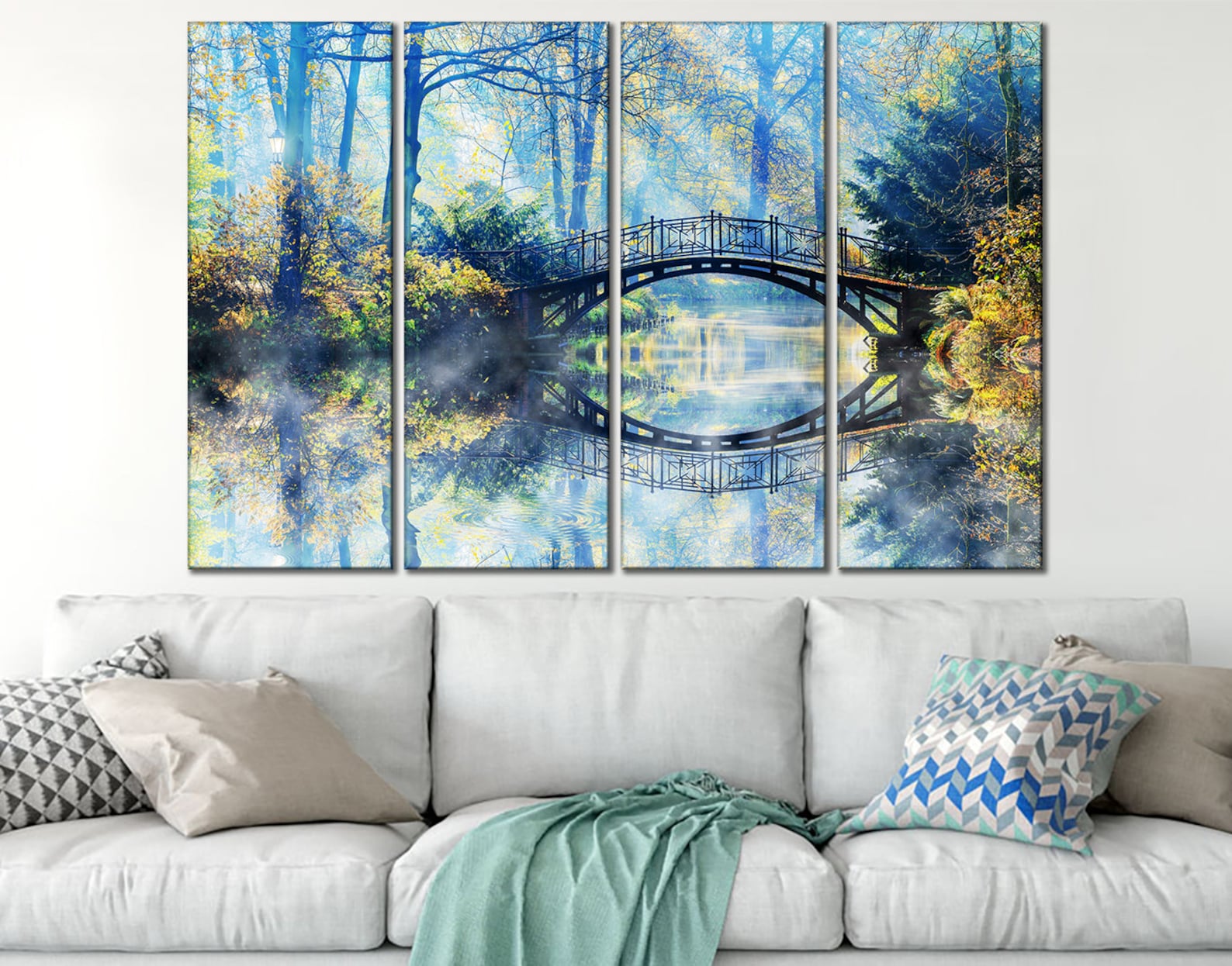 Sunny Forest Wall Art Forest Wall Decor Lake Forest Canvas | Etsy