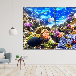 Fish Canvas Art Underwater Life Wall Art Сorals Reef Wall Decor ...